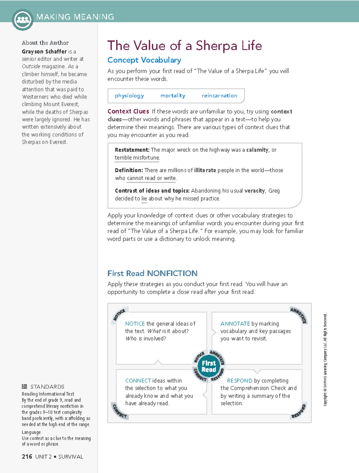 The Value of a Sherpa Life (PDF) (1) - Copyright © SAVVAS Learning Company LLC. All Rights ...
