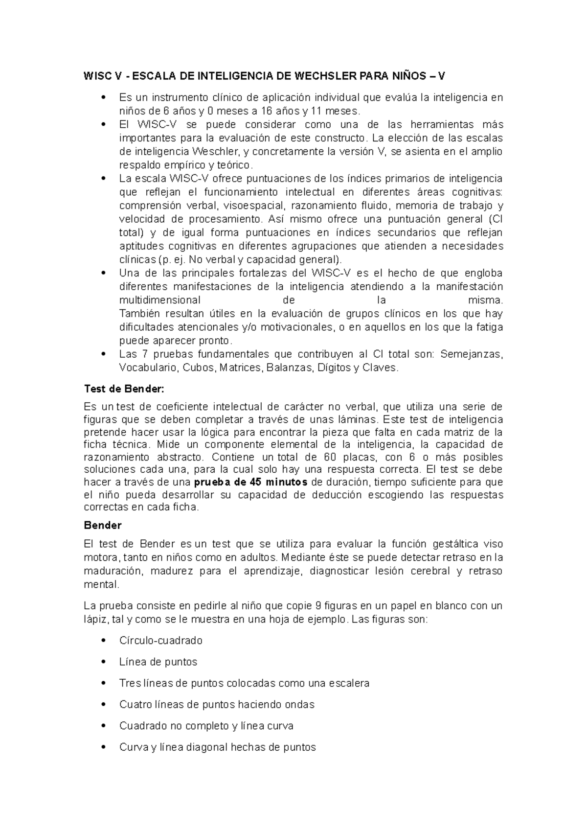 WISC V - Test - WISC V - ESCALA DE INTELIGENCIA DE WECHSLER PARA NIÑOS ...