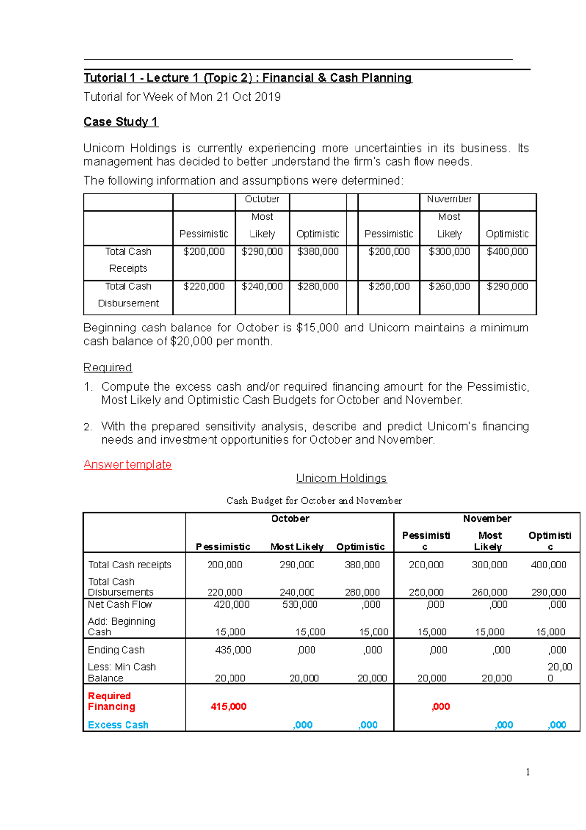 2 - FMGT-Tutorial 1 Qns-Lecture 1 (Topic 2)-Oct19 - Tutorial 1 - Lecture 1 (Topic 2) : Financial ...