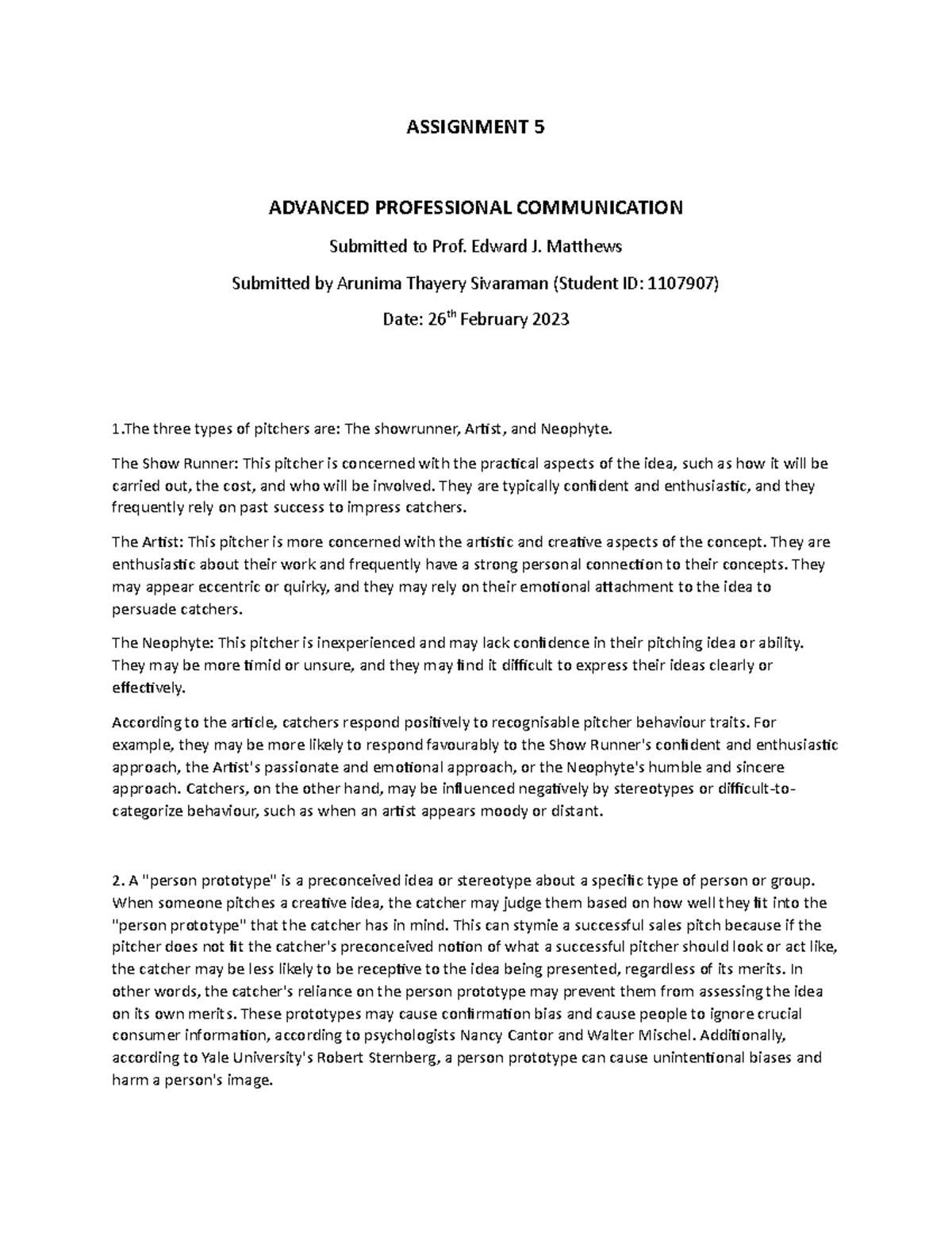 Leadership and persuasion - ASSIGNMENT 5 ADVANCED PROFESSIONAL ...