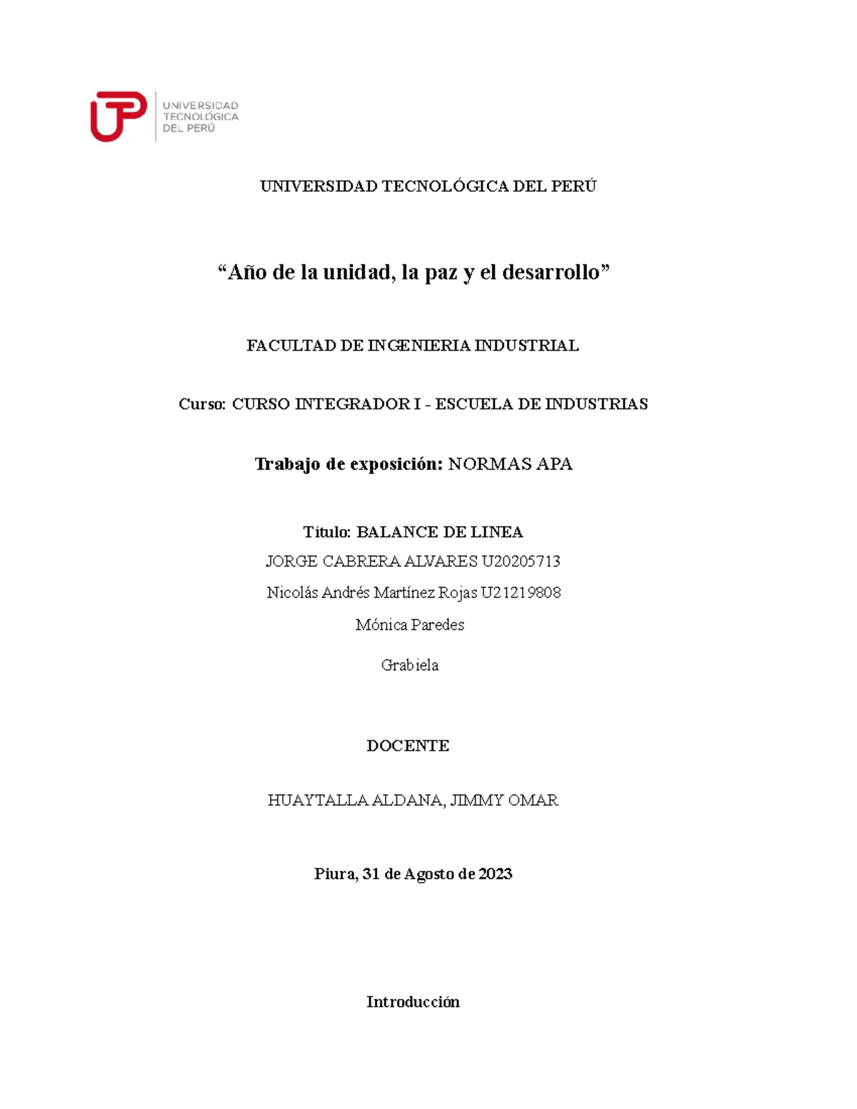 Normas APA - Para guía de informe - UNIVERSIDAD TECNOLÓGICA DEL PERÚ ...