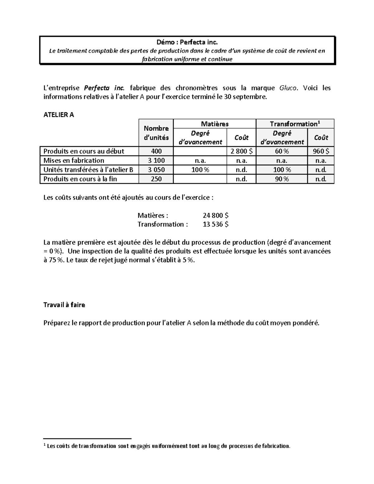 Demo pertes de production UC a2021 sco2021 - Démo : Perfecta i nc. Le ...