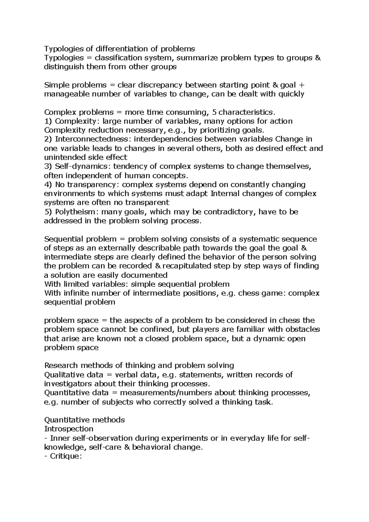 Typologies of differentiation of problems - Typologies of ...