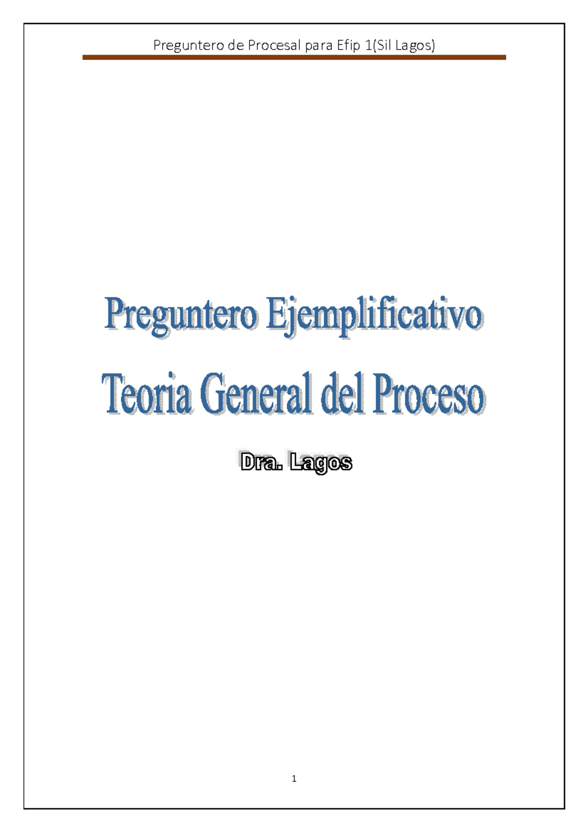 Prguntero de procesal 1 efip 1 - Warning: TT: undefined function: 32 Este Preguntero es sobre ...