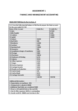 Practical - Financial & Management Accounting - Studocu