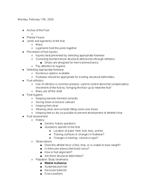 Class Notes Athletic Trainer, Sports Medicine - Monday, January 13th ...