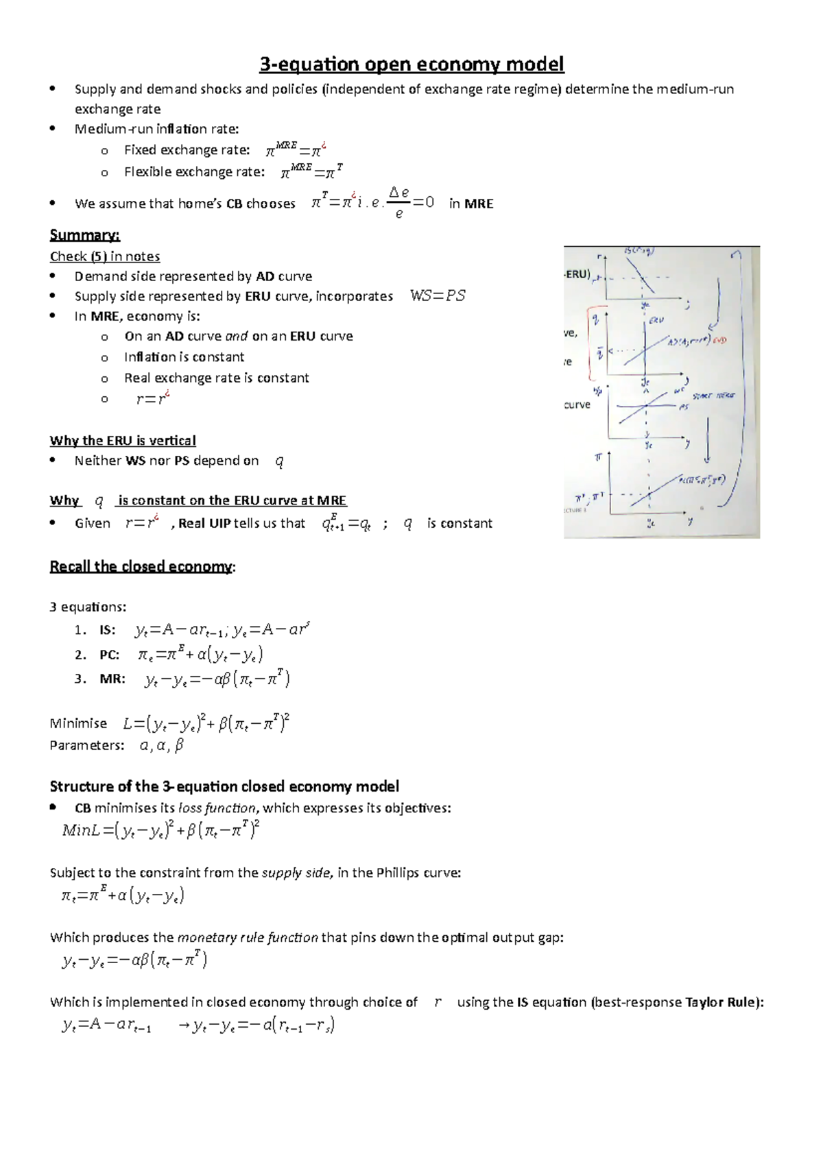 3-equation model open economy - 3-equation open economy model Supply ...
