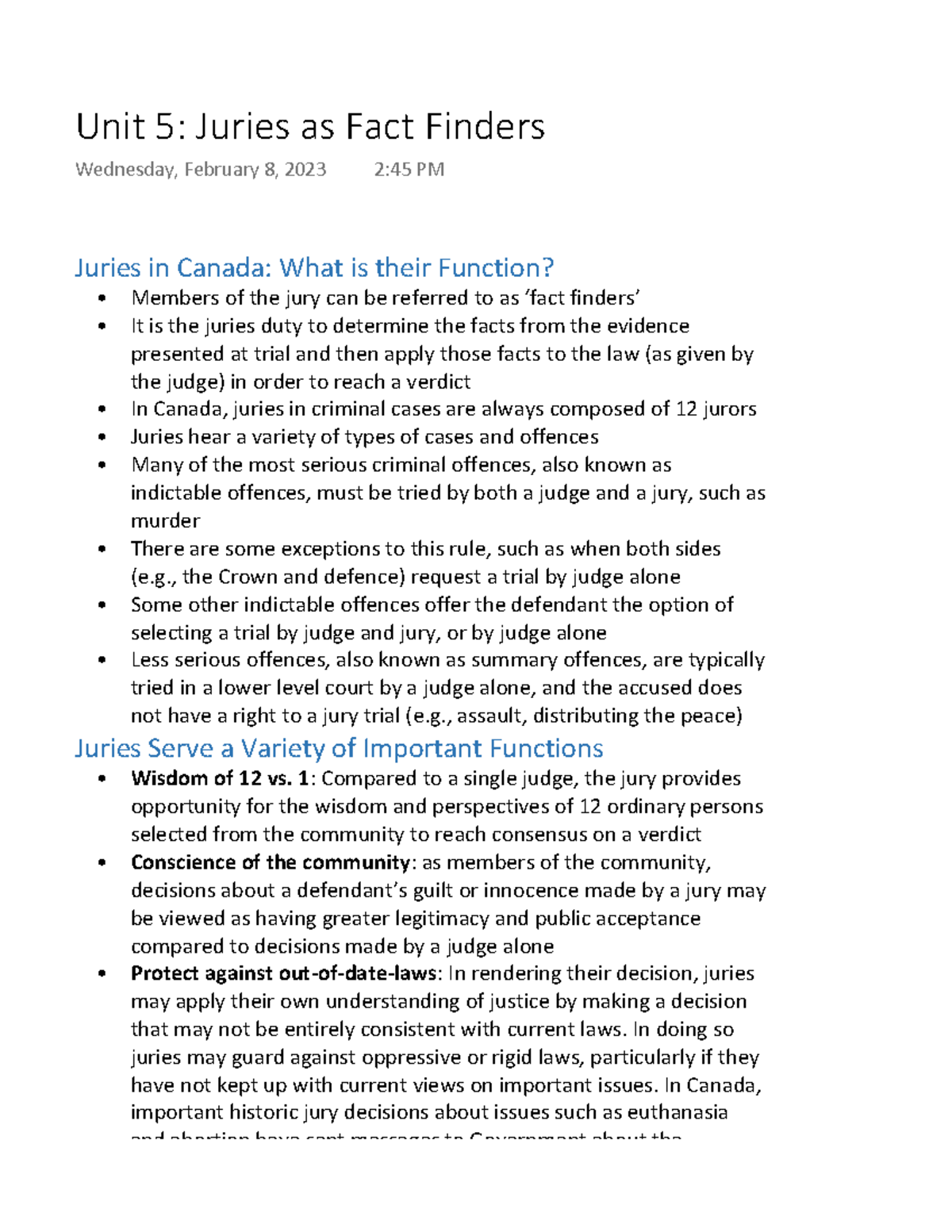 Unit 5 Juries as Fact Finders - Juries in Canada: What is their ...