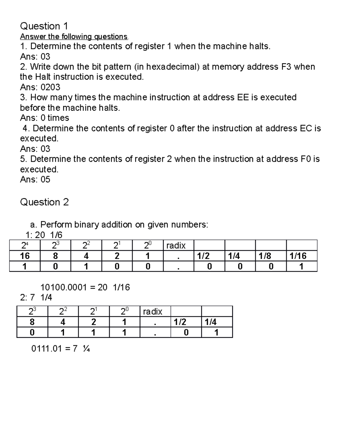 Cs101 Assignment 1 - Question 1 Answer the following questions ...