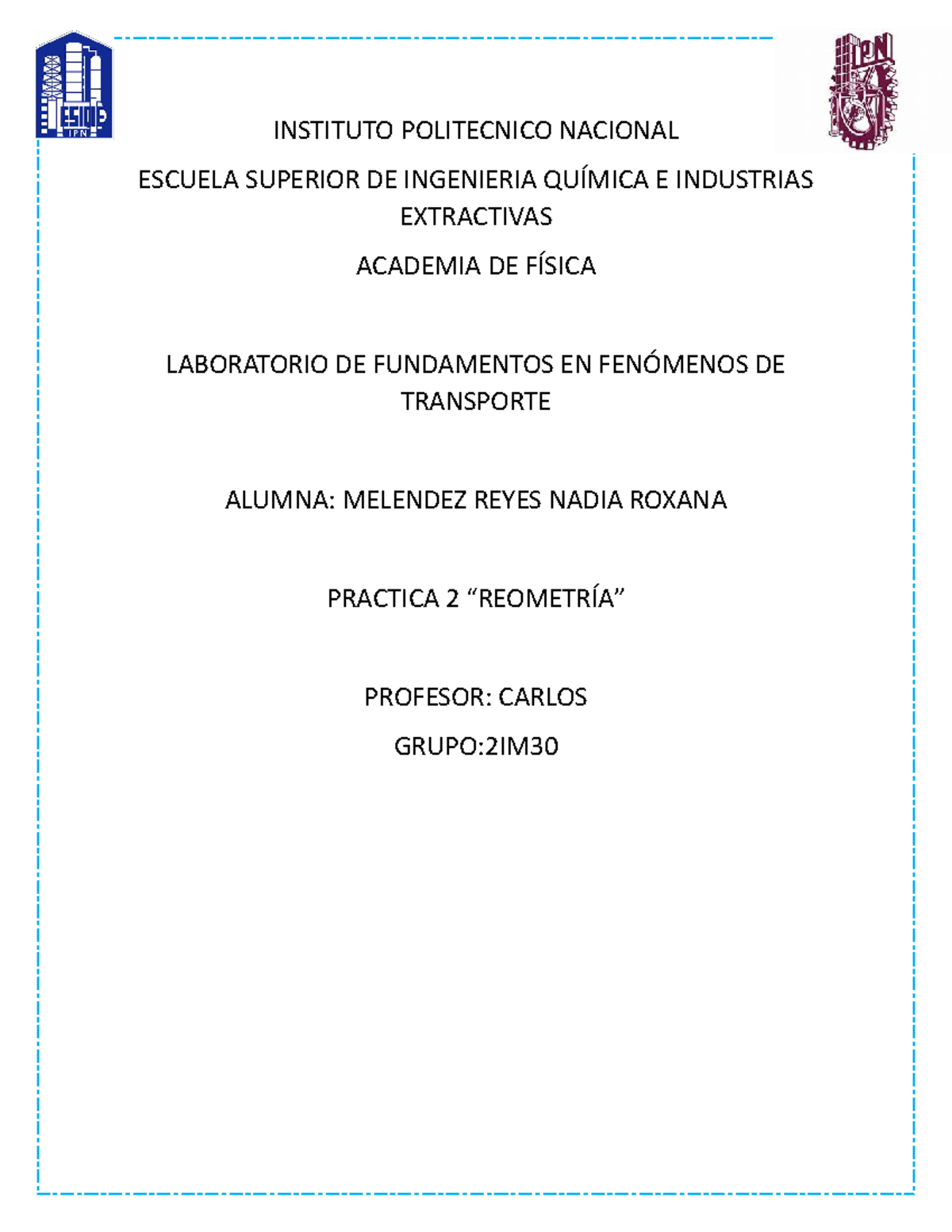 Reometria - apuntes práctica de reometría - INSTITUTO POLITECNICO ...