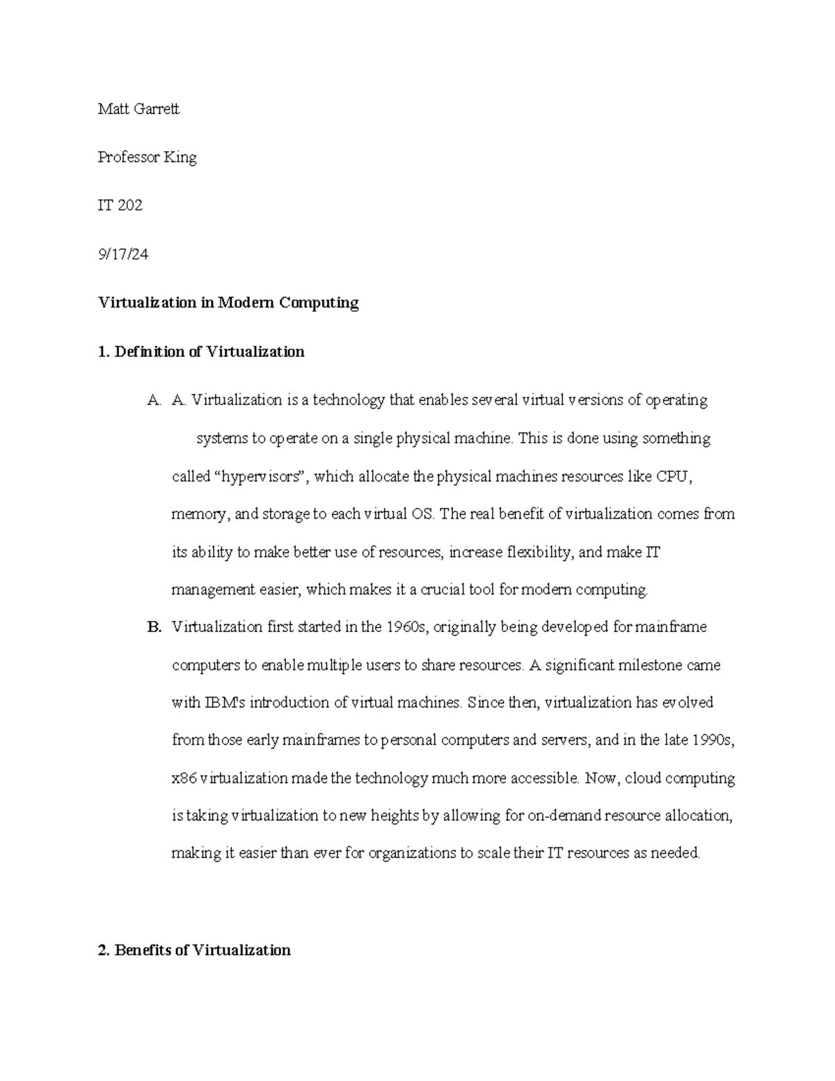 IT 202 Module 2 Short Paper - Matt Garrett Professor King IT 202 9/17 ...