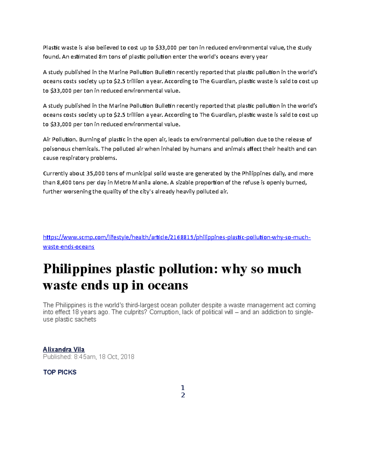 Plastic Pollution Articles in the Philippines - Plastic waste is also ...