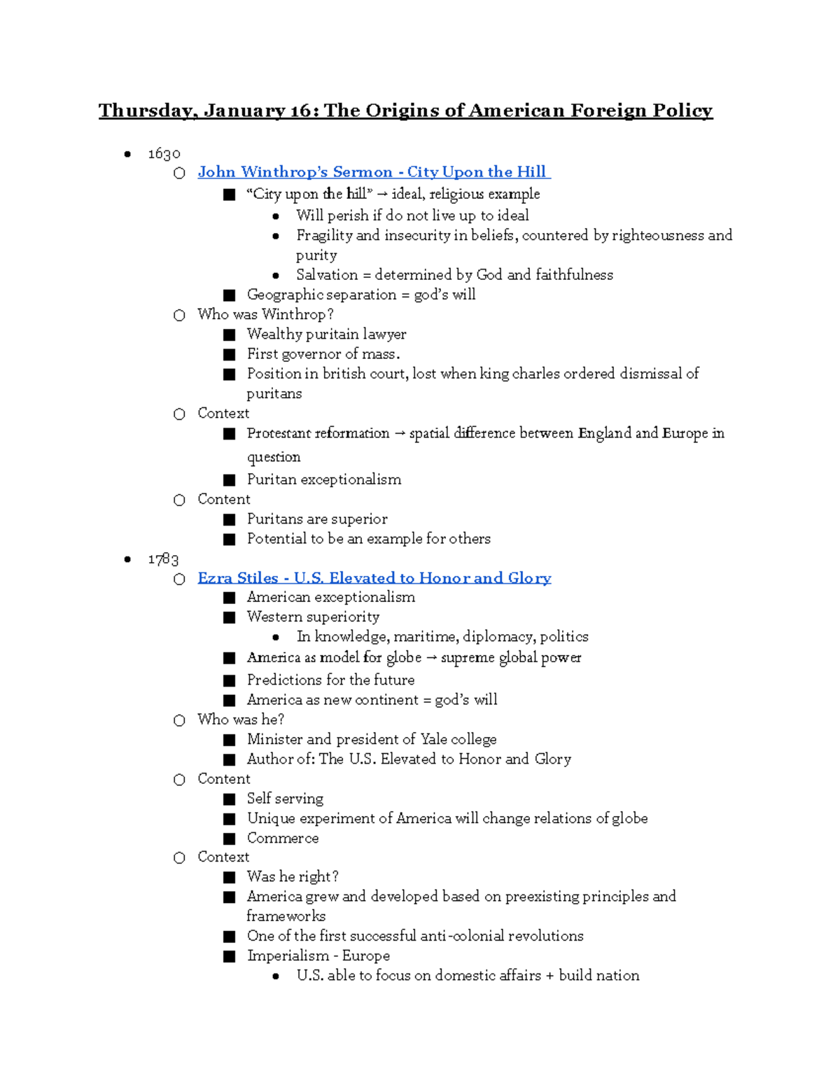 U.S. Diplomatic History Notes - Thursday, January 16: The Origins of ...