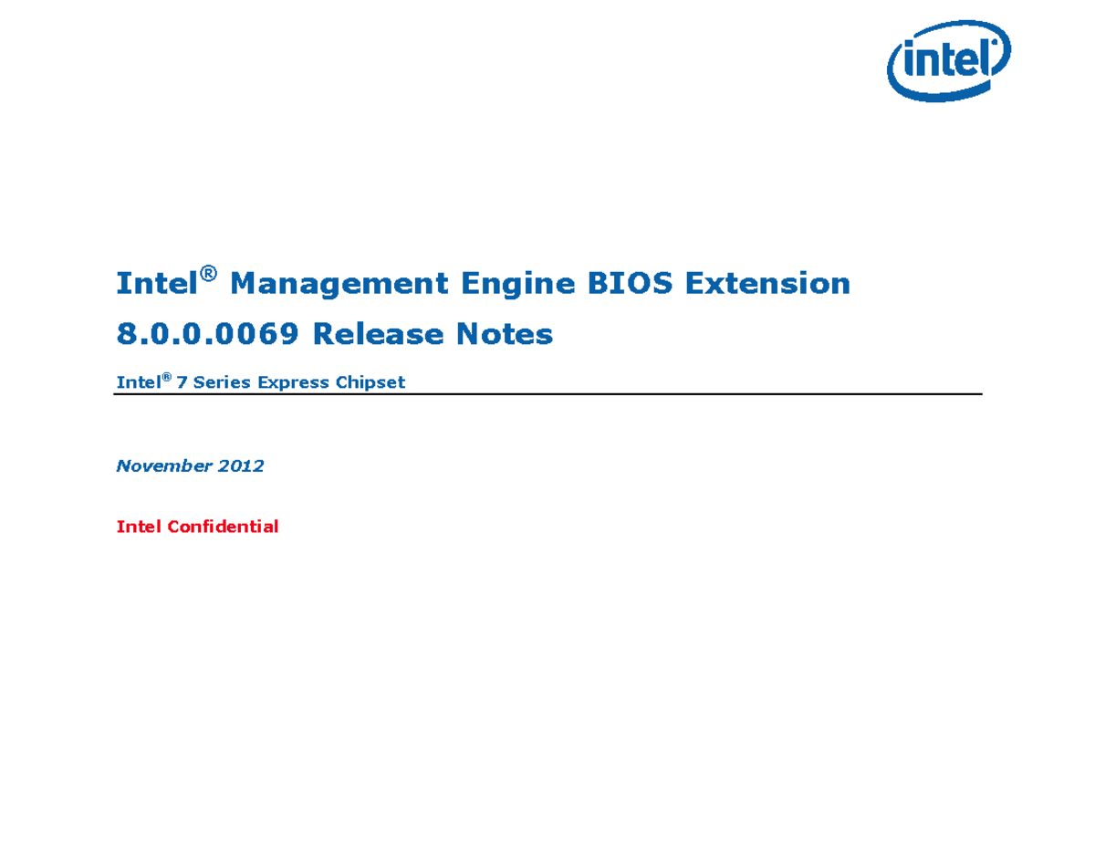MEBx Release Notes 8 0 0 0069 - Intel ® Management Engine BIOS ...