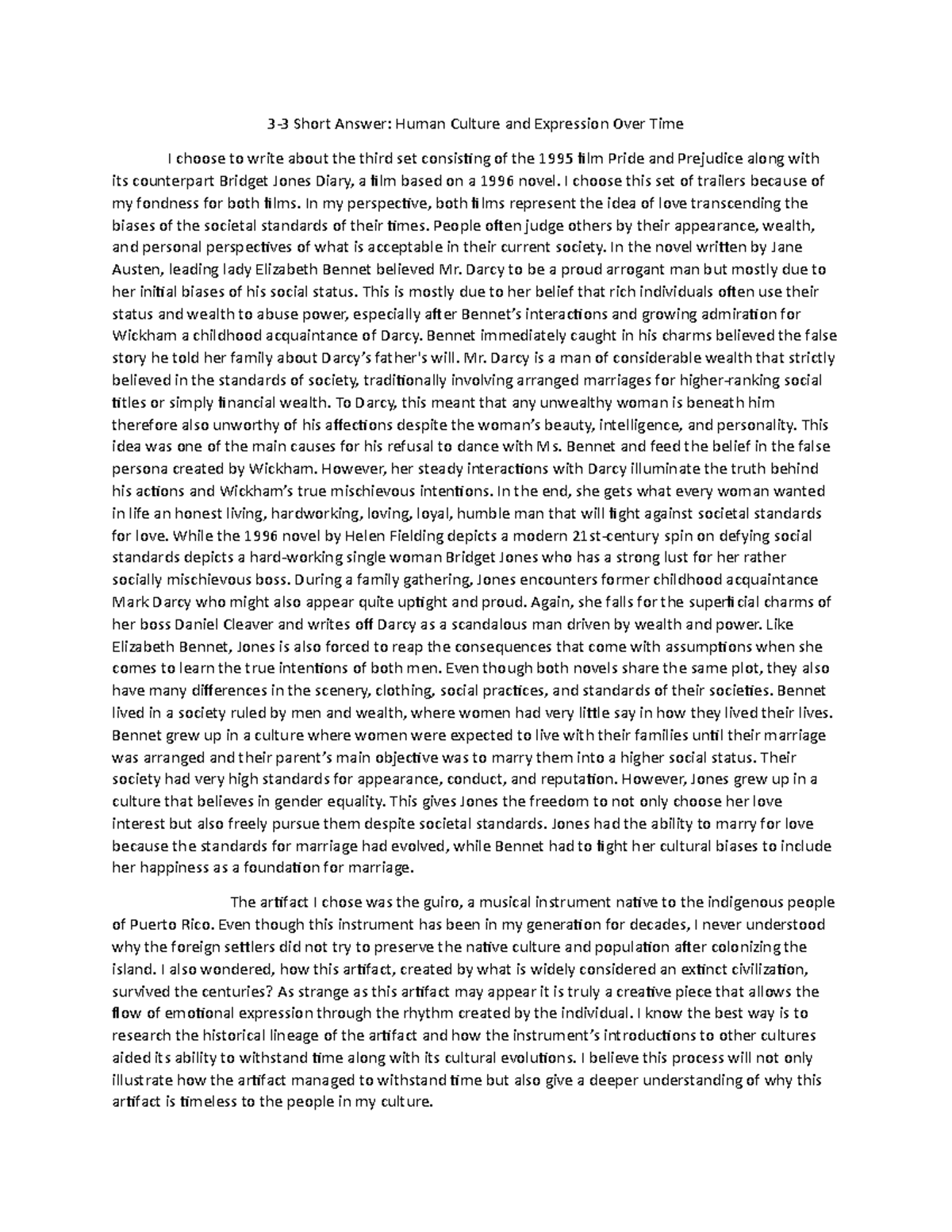 Humanities essay for module three: short response. - 3-3 Short Answer ...