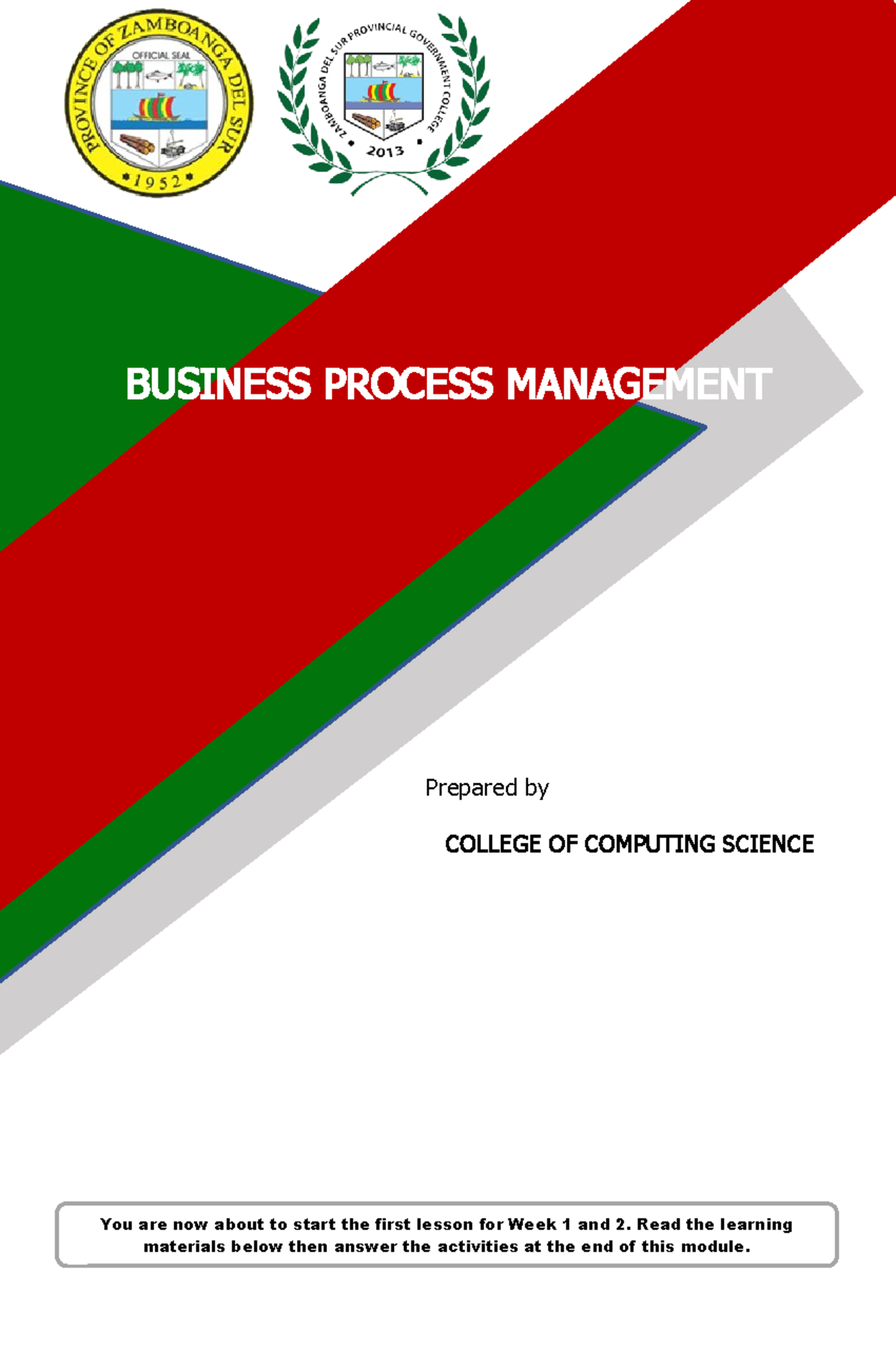 Module-Business-Process - BUSINESS PROCESS MANAGEMENT You are now about ...