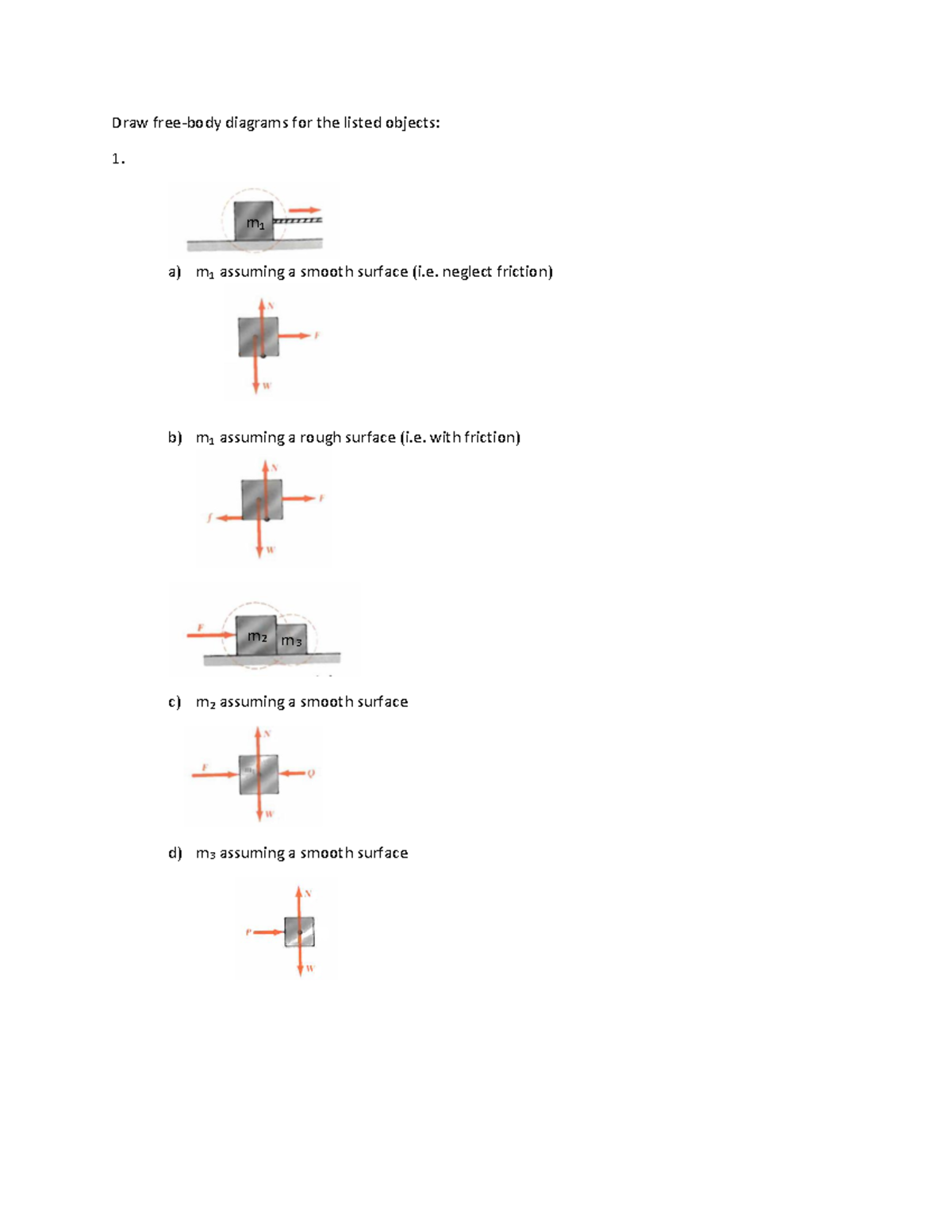Solutions Set#1 FBD - Draw free-body diagrams for the listed objects: 1 ...