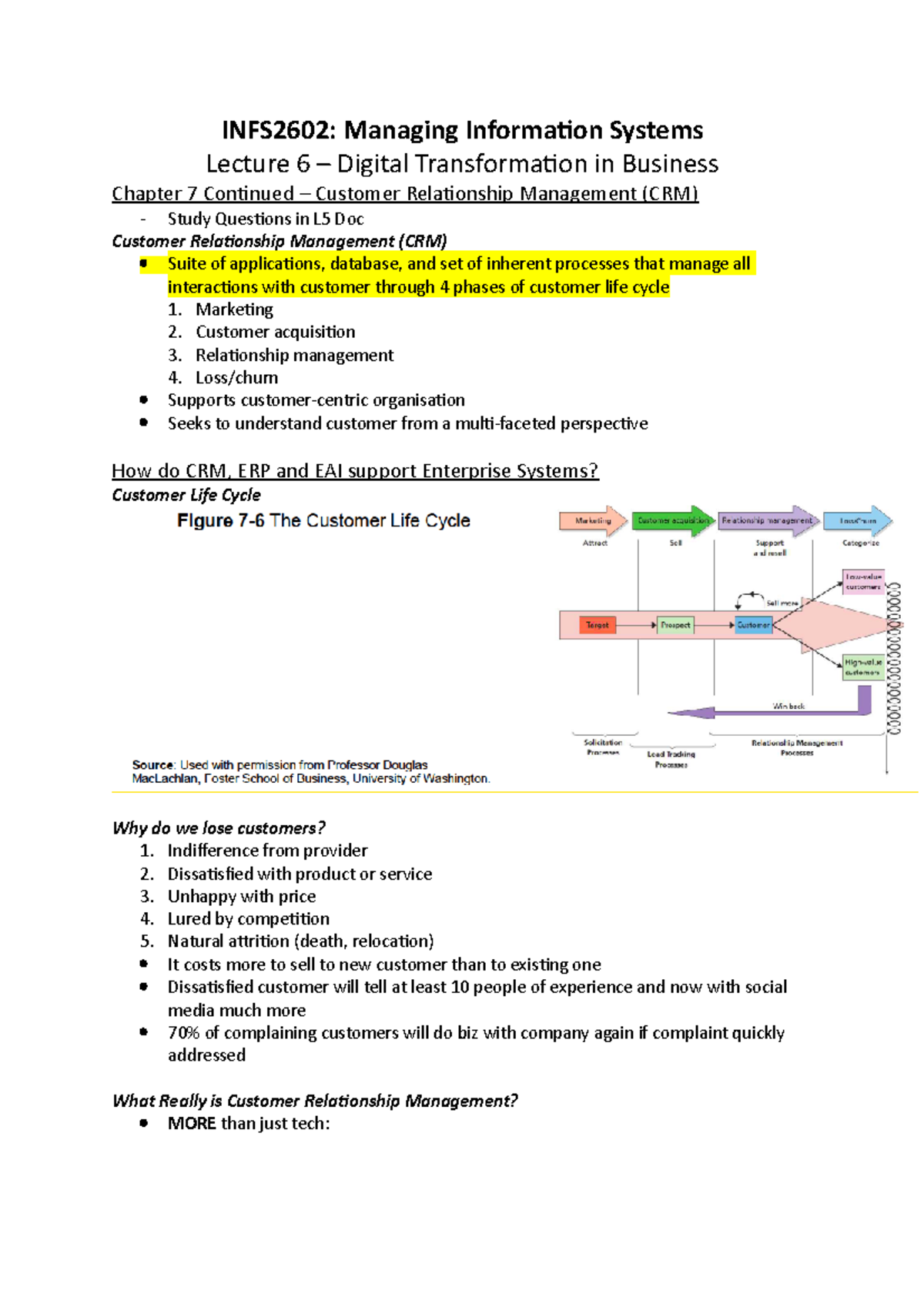 INFS2602-L6Notes - Week 6 Notes for INFS1602/2602 - INFS2602: Managing ...
