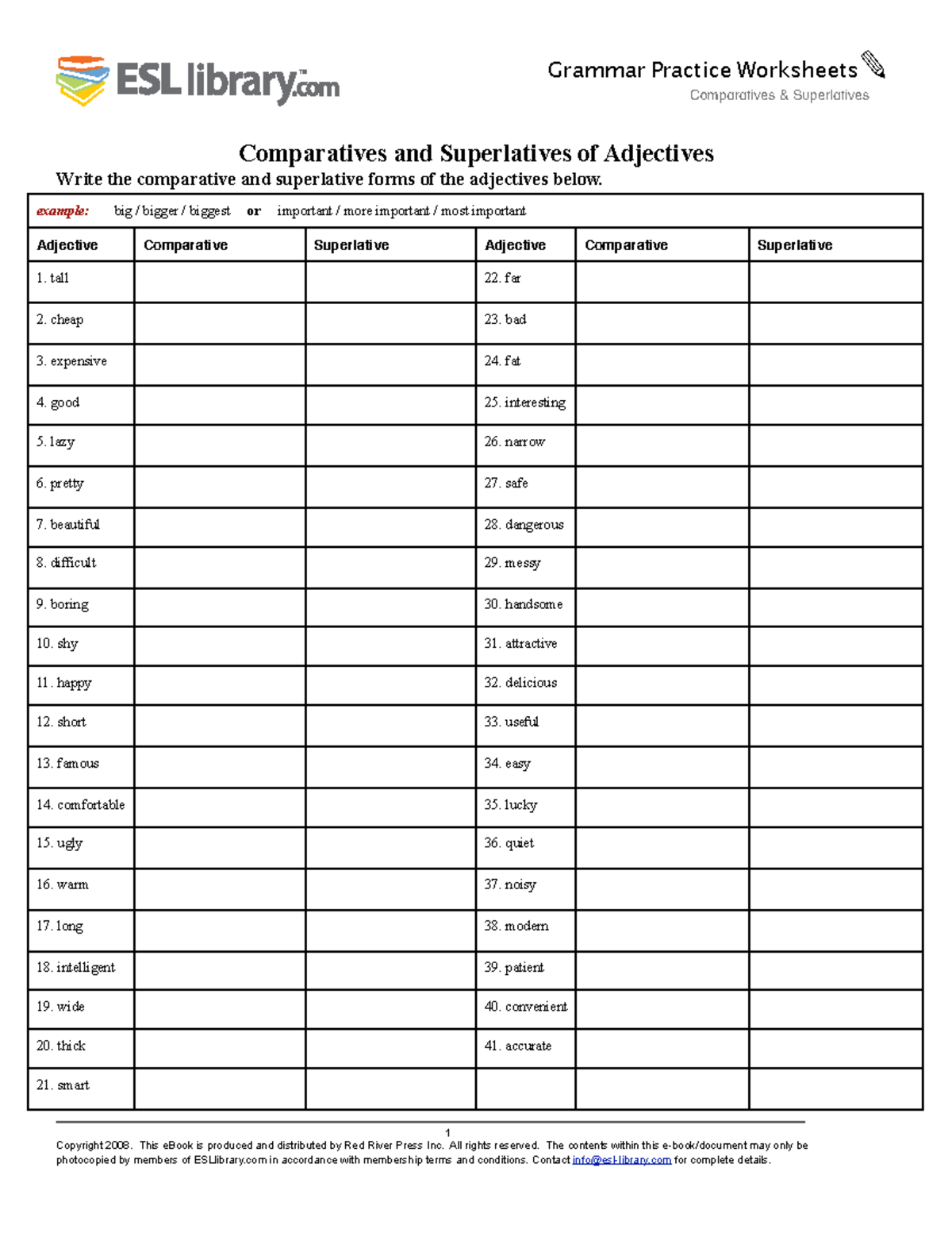 Comparatives AND Superlatives - Comparatives and Superlatives of ...
