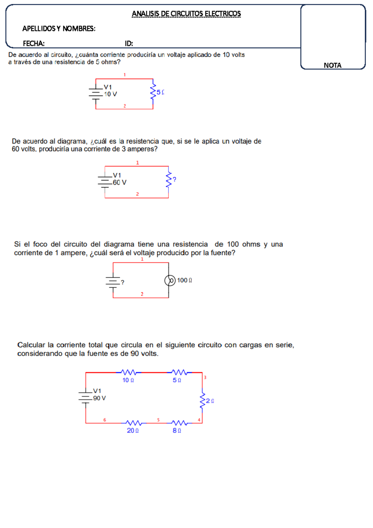 Analisis DE Circuitos Electricos Practica I - ANALISIS DE CIRCUITOS ELECTRICOS APELLIDOS Y ...