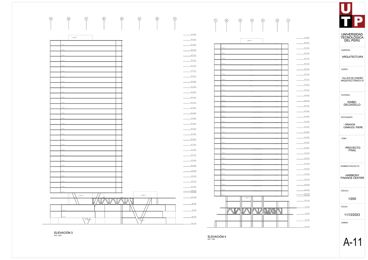 Elevación Digital - ELEVACIÓN 3 ELEVACIÓN 4 H G F E D C B A NPT +-0 ...