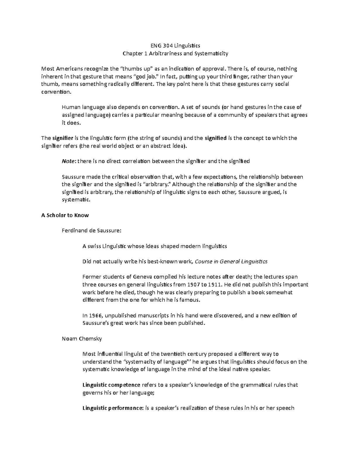 Arbritariness - Summary How English Works - ENG 304 Linguistics Chapter ...