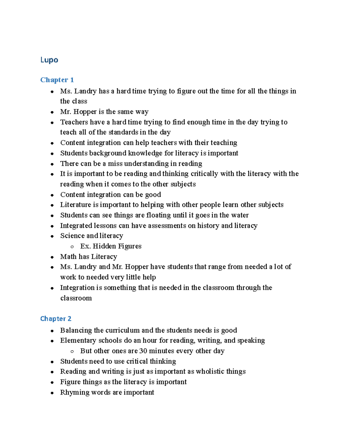 TCH 223 Reading - Lupo Chapter 1 Ms. Landry has a hard time trying to ...