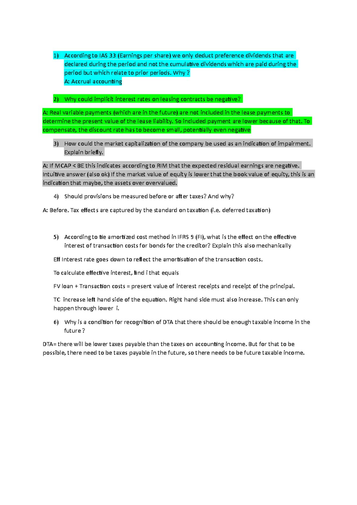 Theory questions IFRS first chance examples with answers - According to ...
