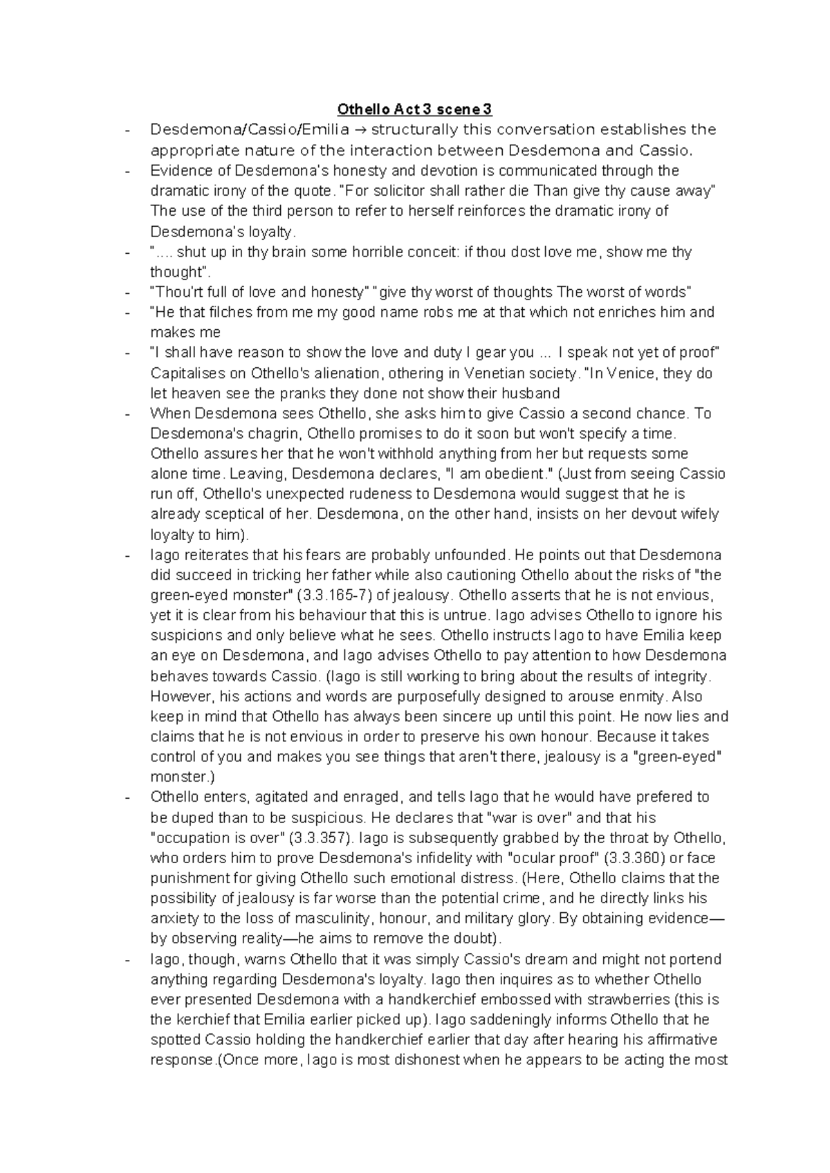 Othello Act 3 scene 3 - Othello Act 3 scene 3 Desdemona/Cassio/Emilia → ...