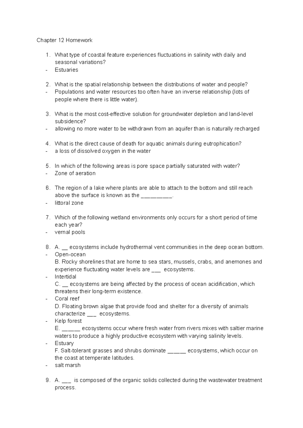 Chapter 12 Homework - Google Docs - Chapter 12 Homework What type of ...