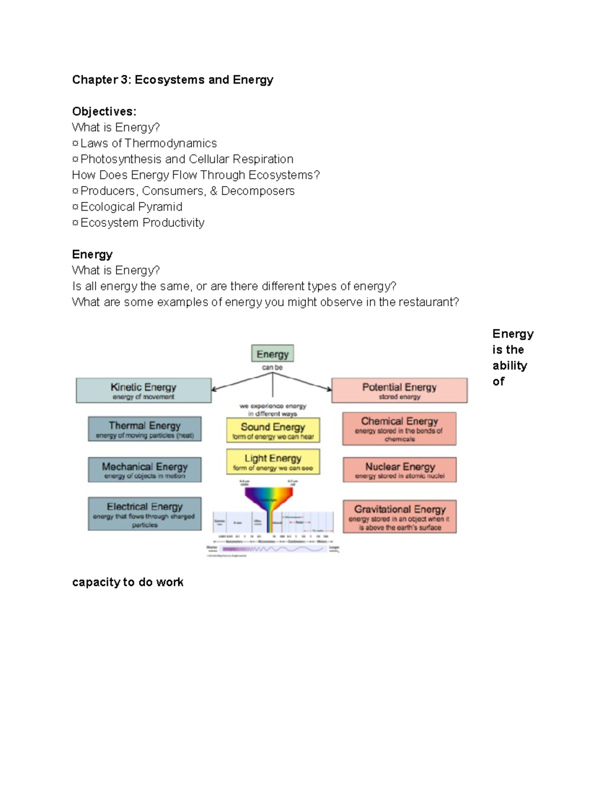 ENV Notes - Chapter 3: Ecosystems and Energy Chapter 16: Biological ...