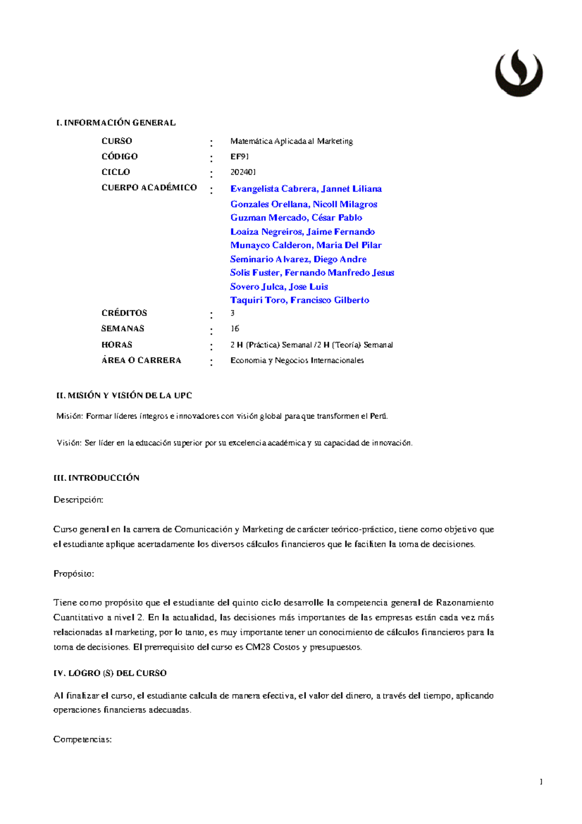 EF91 Matematica Aplicada al Marketing 202401 - III. INTRODUCCIÓN ...