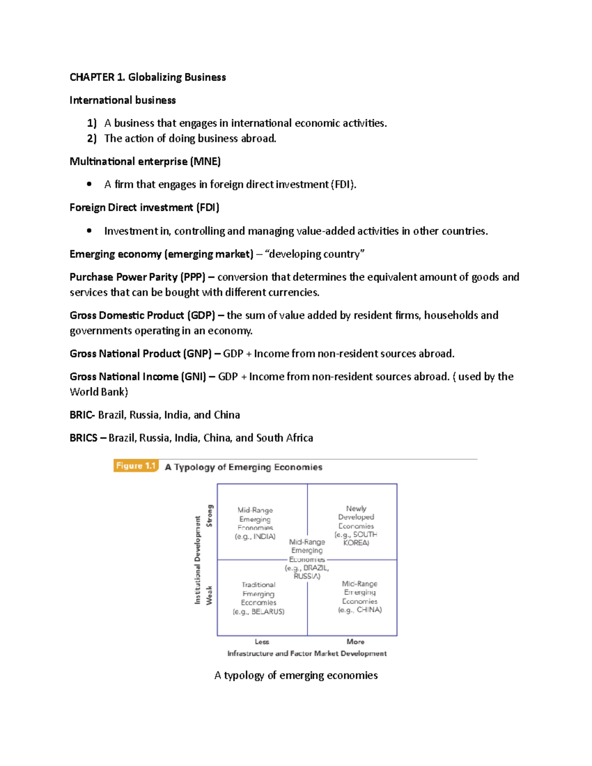 International Business Midterm keyterms and tables - CHAPTER 1 ...
