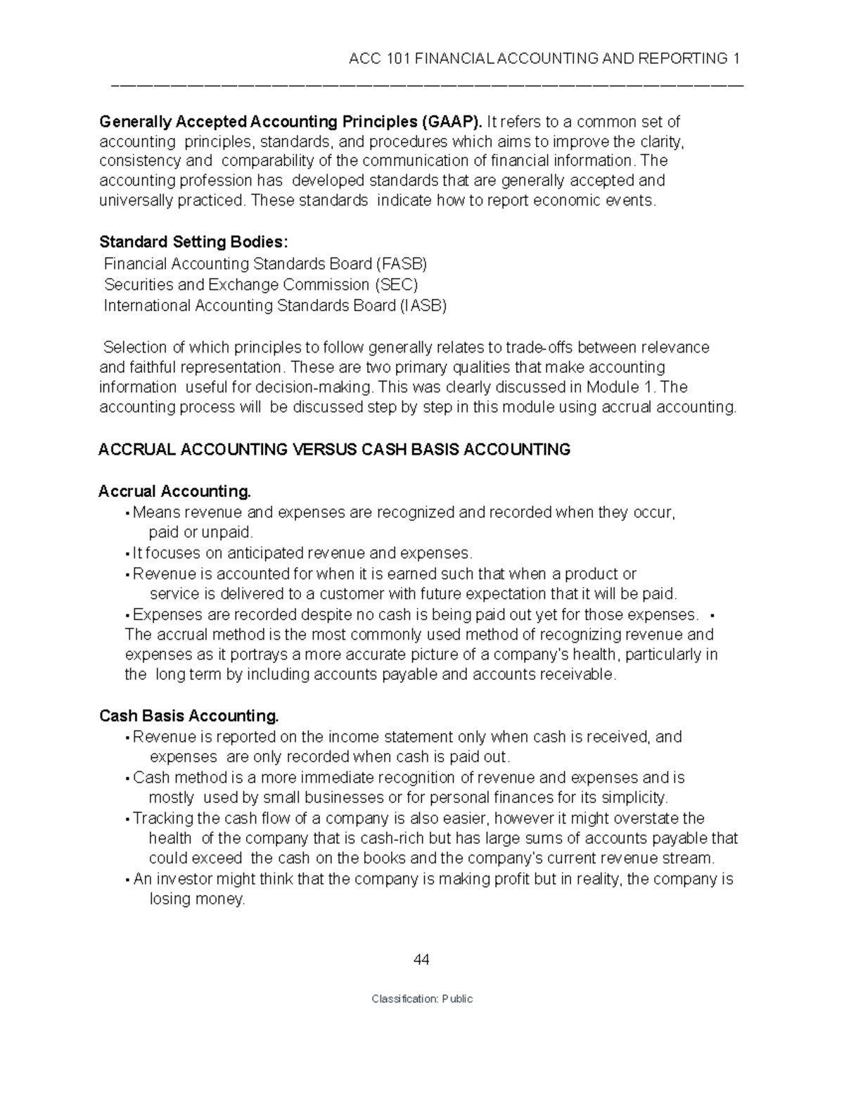 ACC-101 Module-3 - MODULE 3 - ACC 101 FINANCIAL ACCOUNTING AND REPORTING 1 Generally Accepted ...