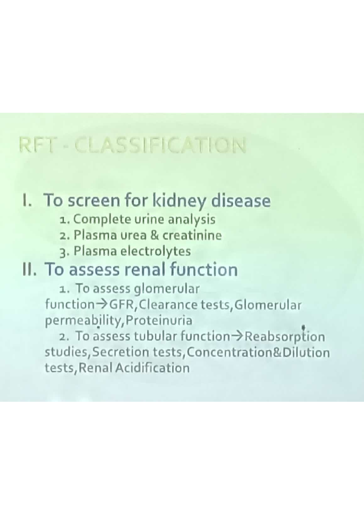 RFT - Biochemistry renal function test - Bachelor of medicine and ...