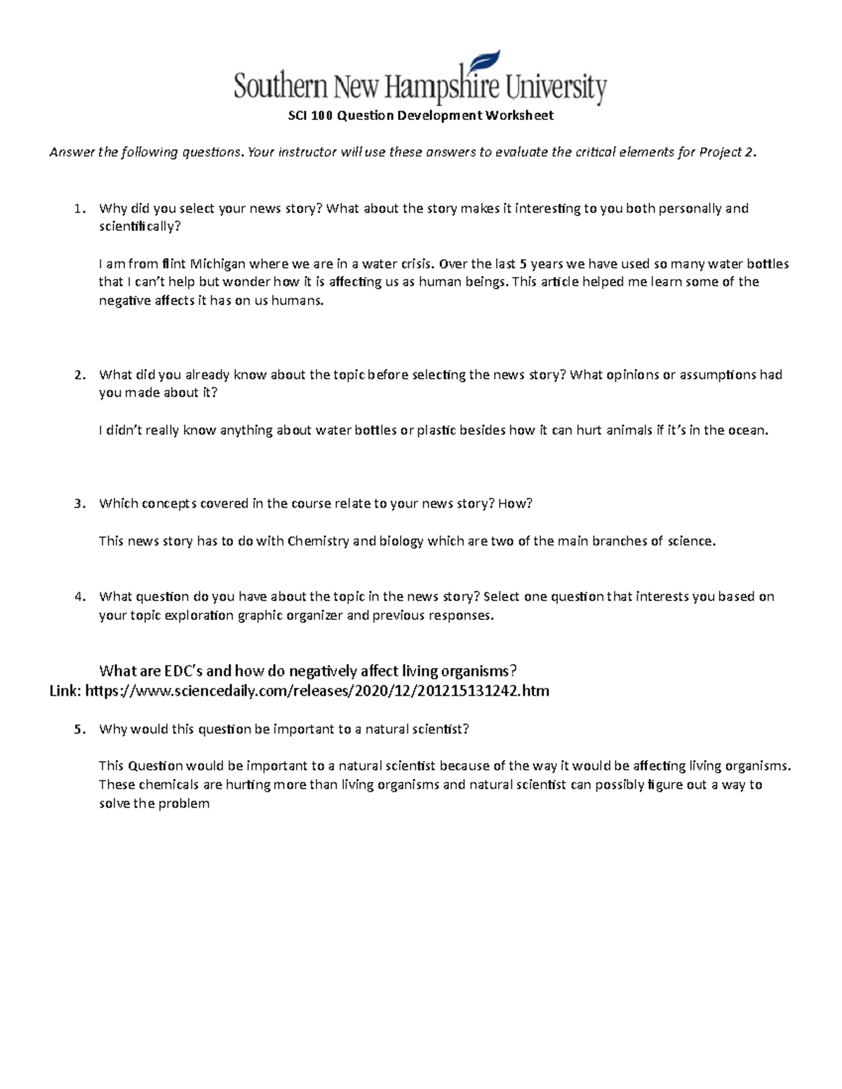 Week 5 sci100 question development worksheet template - SCI 100 ...