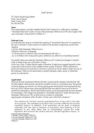 LEGAL104- Moot Written Submission - Mooting A moot is a mock court in ...