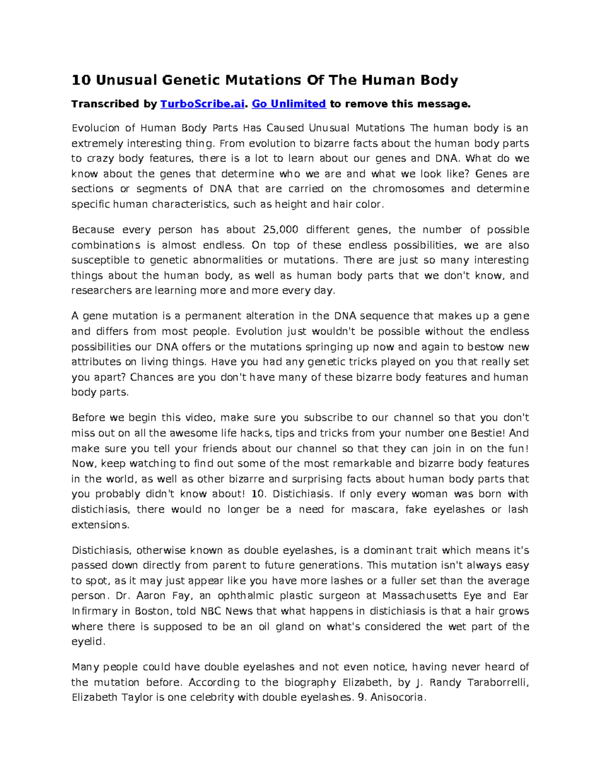 10 Unusual Genetic Mutations Of The Human Body - Go Unlimited to remove ...