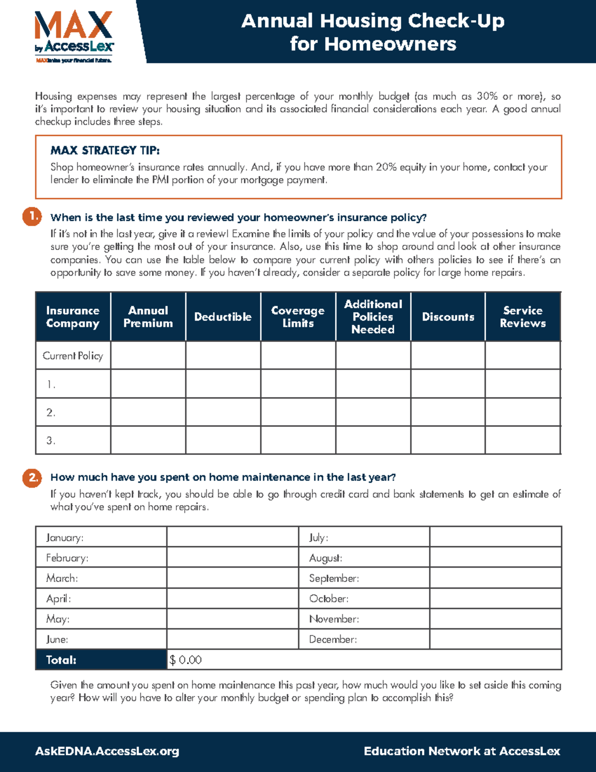 Annual Housing Check-Up for Homeowners - Annual Housing Check-Up for ...