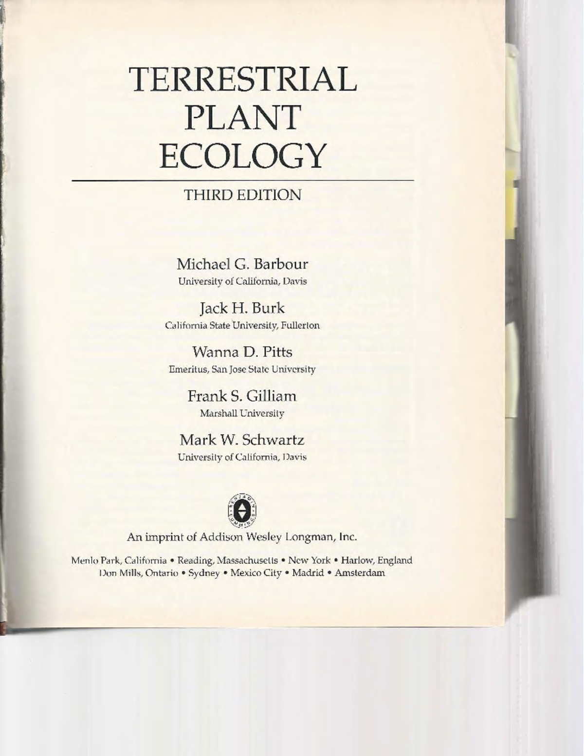 Methods of sampling plant communities Terrestr veget ecol - TERRESTRIAL ...