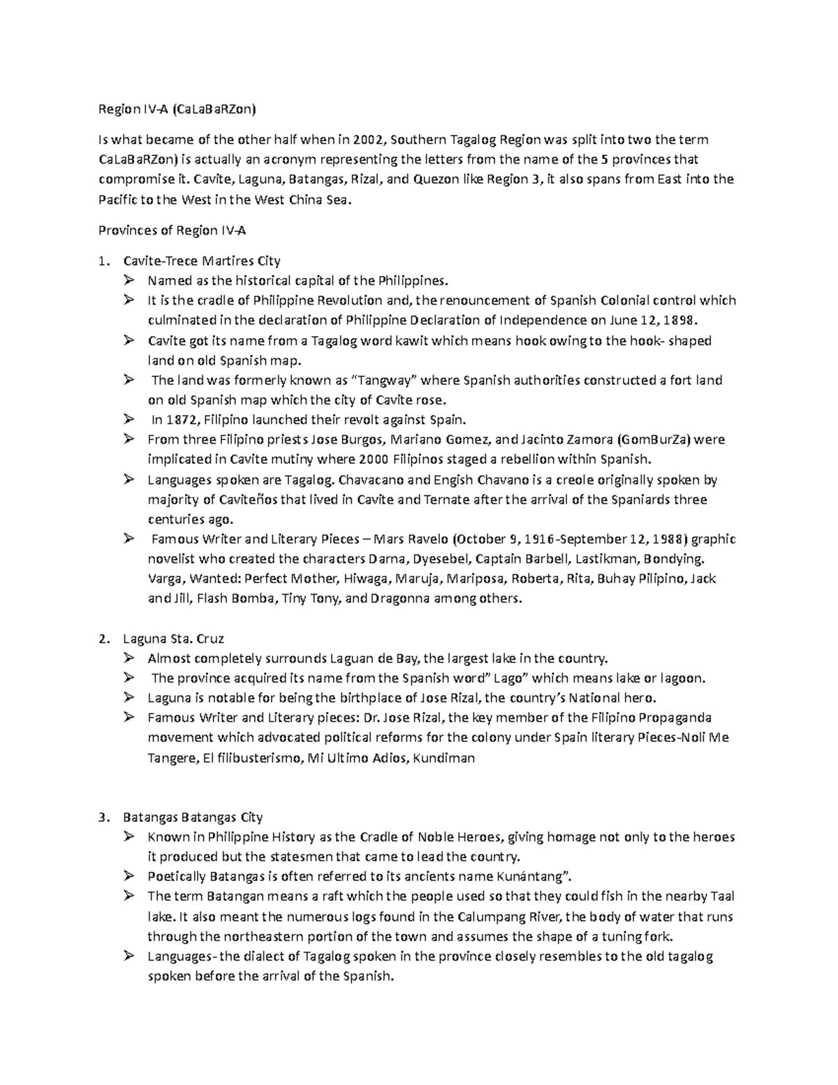 Region IV A Calabarzon - Region IV-A (CaLaBaRZon) Is what became of the ...