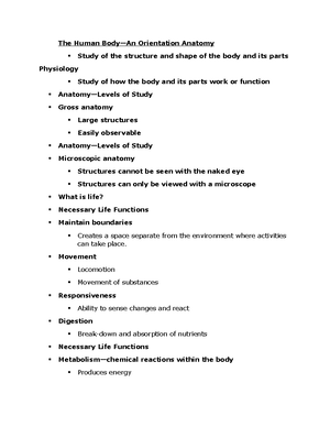 Ch notes bio 135 - Ch. 3 Cells and Tissues Tissues. Body Tissues ...