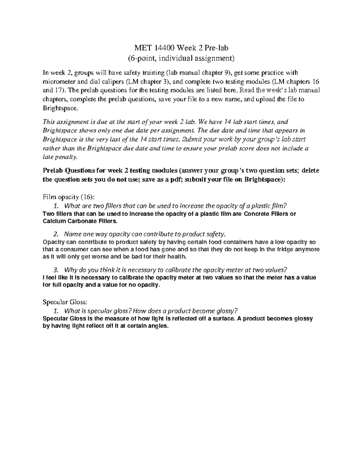 Week 2 Pre Lab Assignment - MET 14400 Week 2 Pre-lab (6-point, individual assignment) In week 2 ...