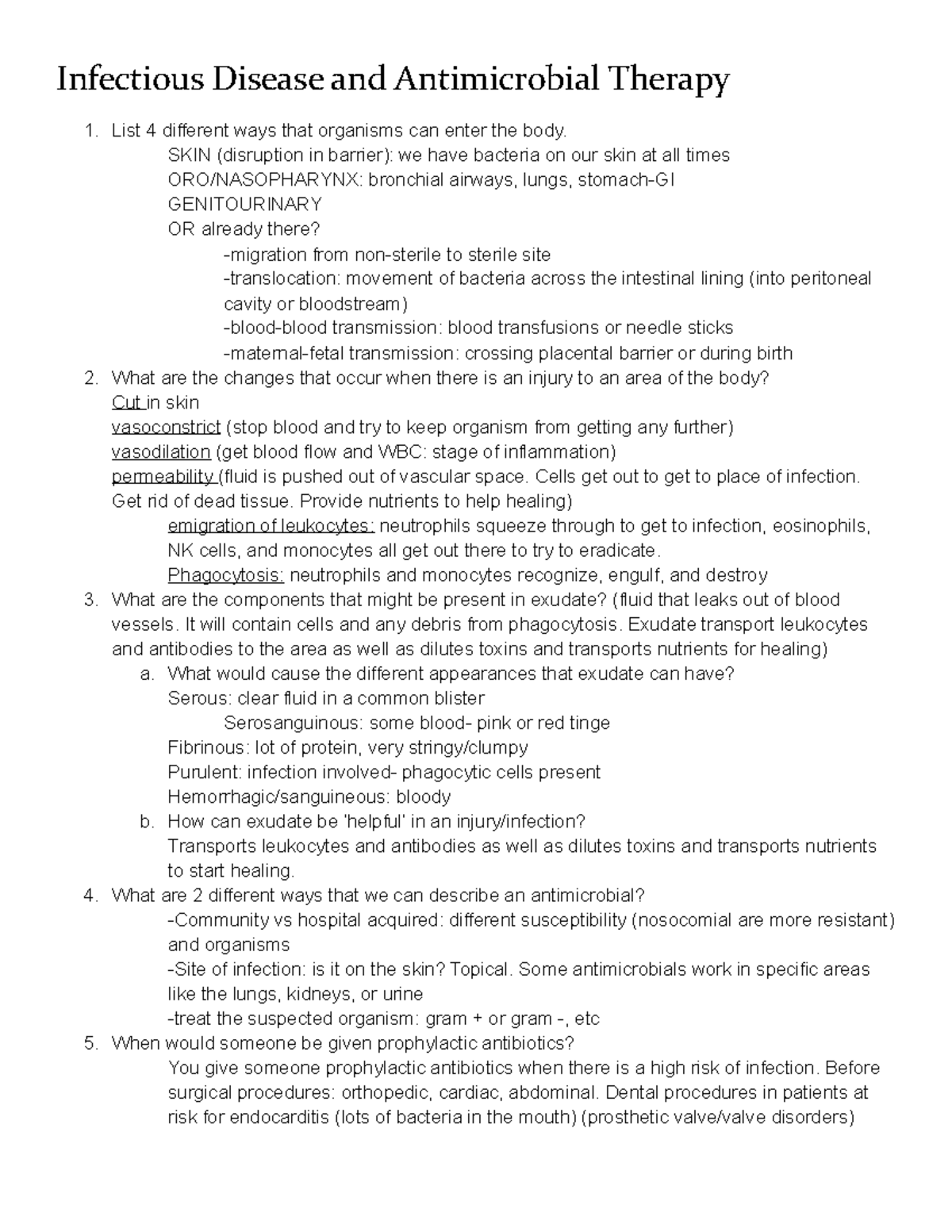 Study Guide for Infectious Disease and Antimicrobial Therapy ...