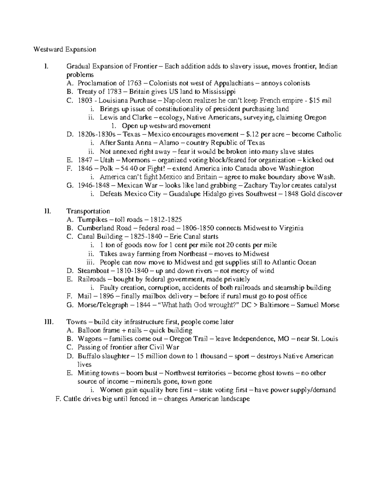 Outline 12Westward Expansion - Westward Expansion I. Gradual Expansion ...
