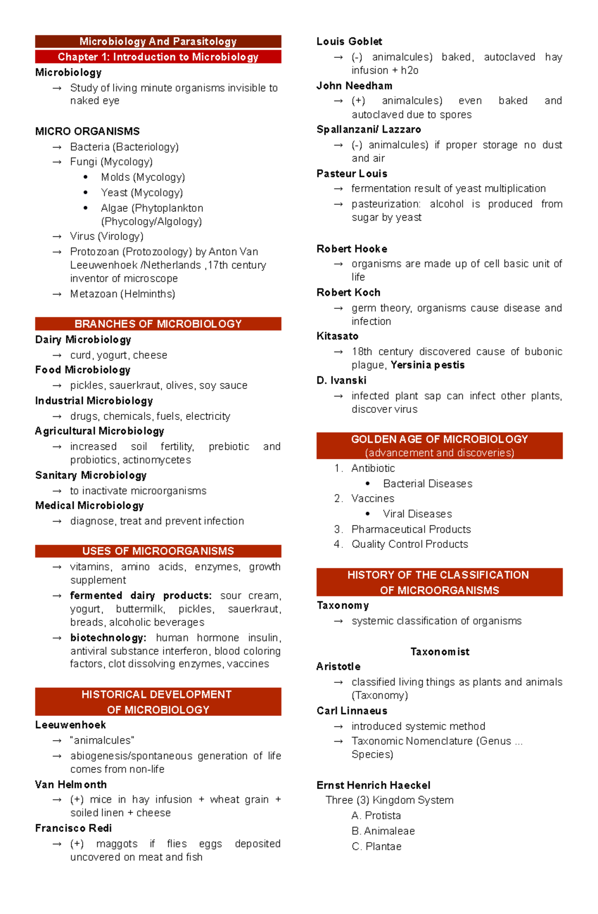 Microbiology And Parasitology - Chapter 1 and 2 - Microbiology And ...