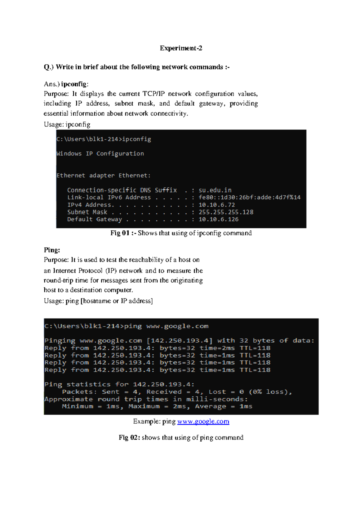CN(LAB FILE) Vaibhav Vaish - Experiment- 2 Q.) Write in brief about the following network ...