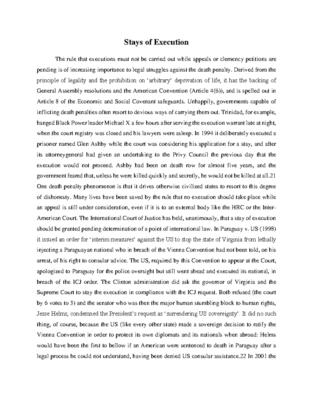 Stays of Execution - Stays of Execution The rule that executions must ...