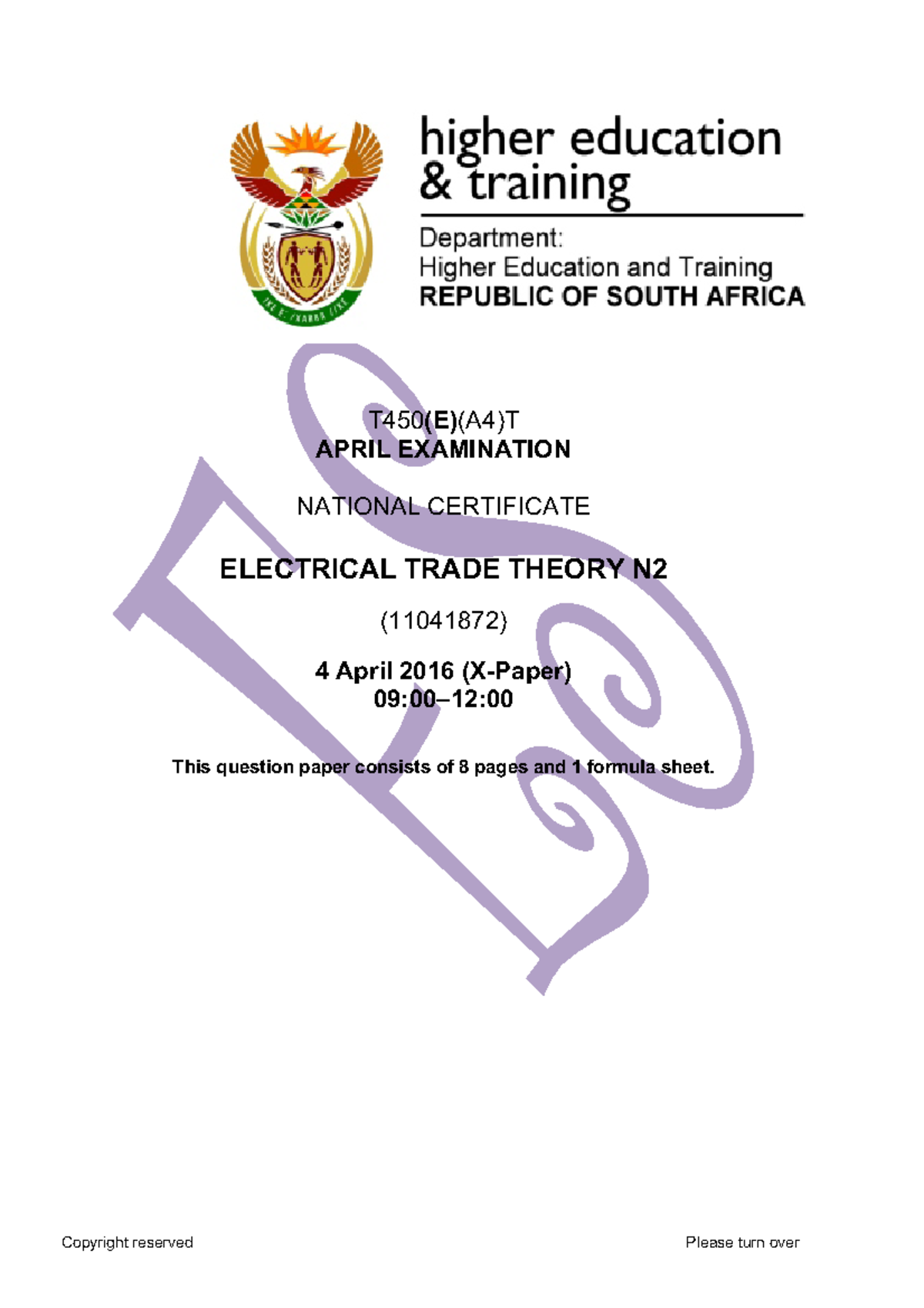 N2 Electrical trade Theory April 2016 - T450 (E) (A4)T APRIL ...
