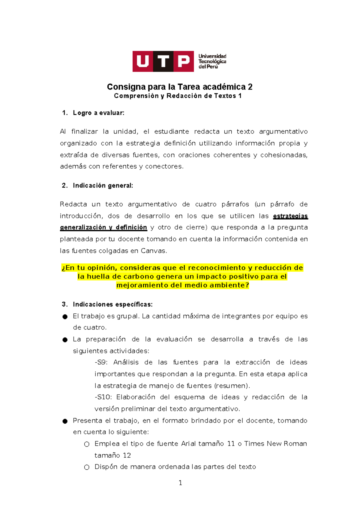 GC N01I TA2Consigna 22C2A - Consigna para la Tarea académica 2 Comprensión y Redacción de Textos ...